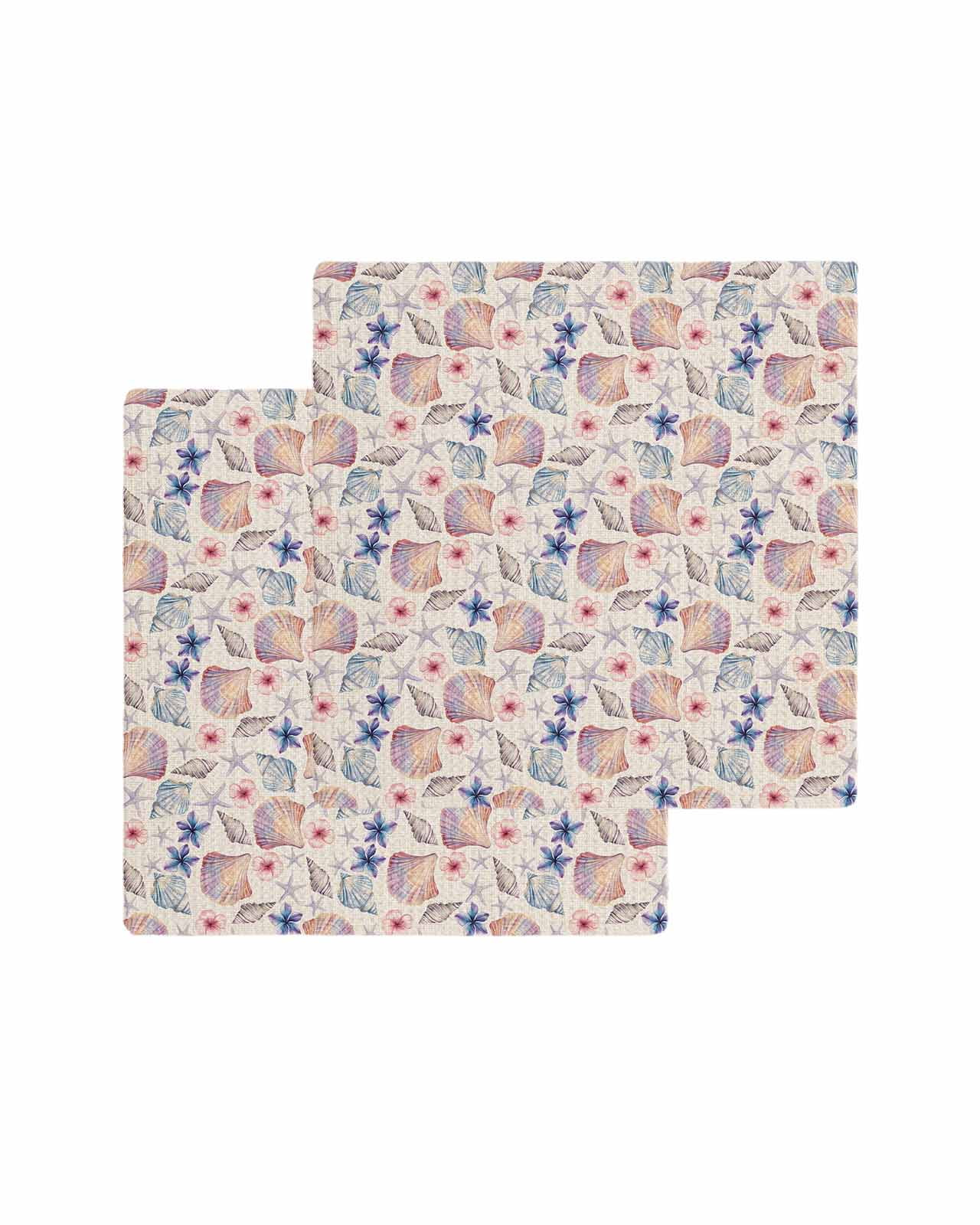 Blue Pink Conch Kitchen Dish Towels for Drying Dishes Set of 2, Beige Retro Coastal Beach Shell ...