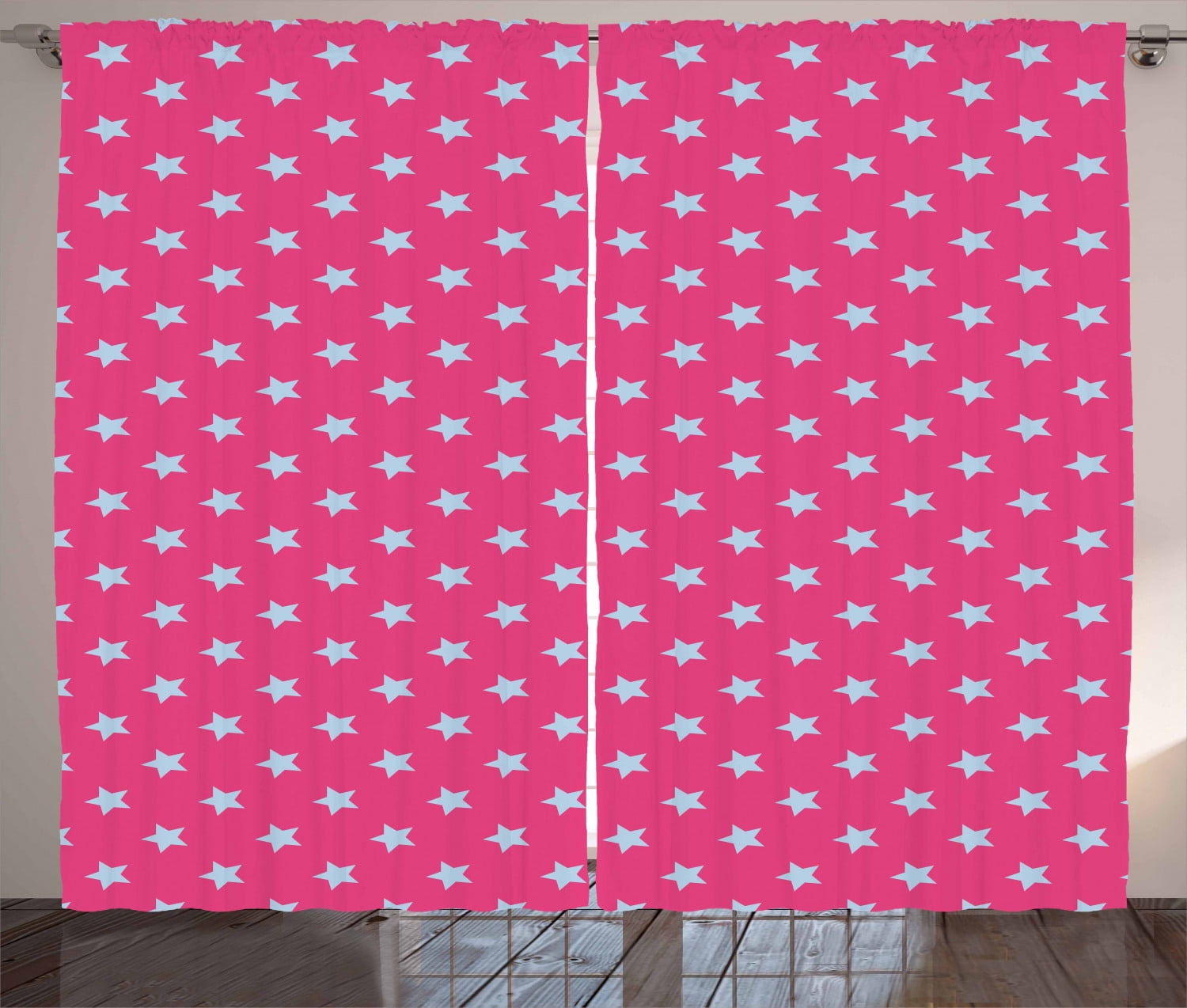 Ambesonne Blue and Pink Curtains 2 Panel Set, Vintage Stars, 108" x 108 ...
