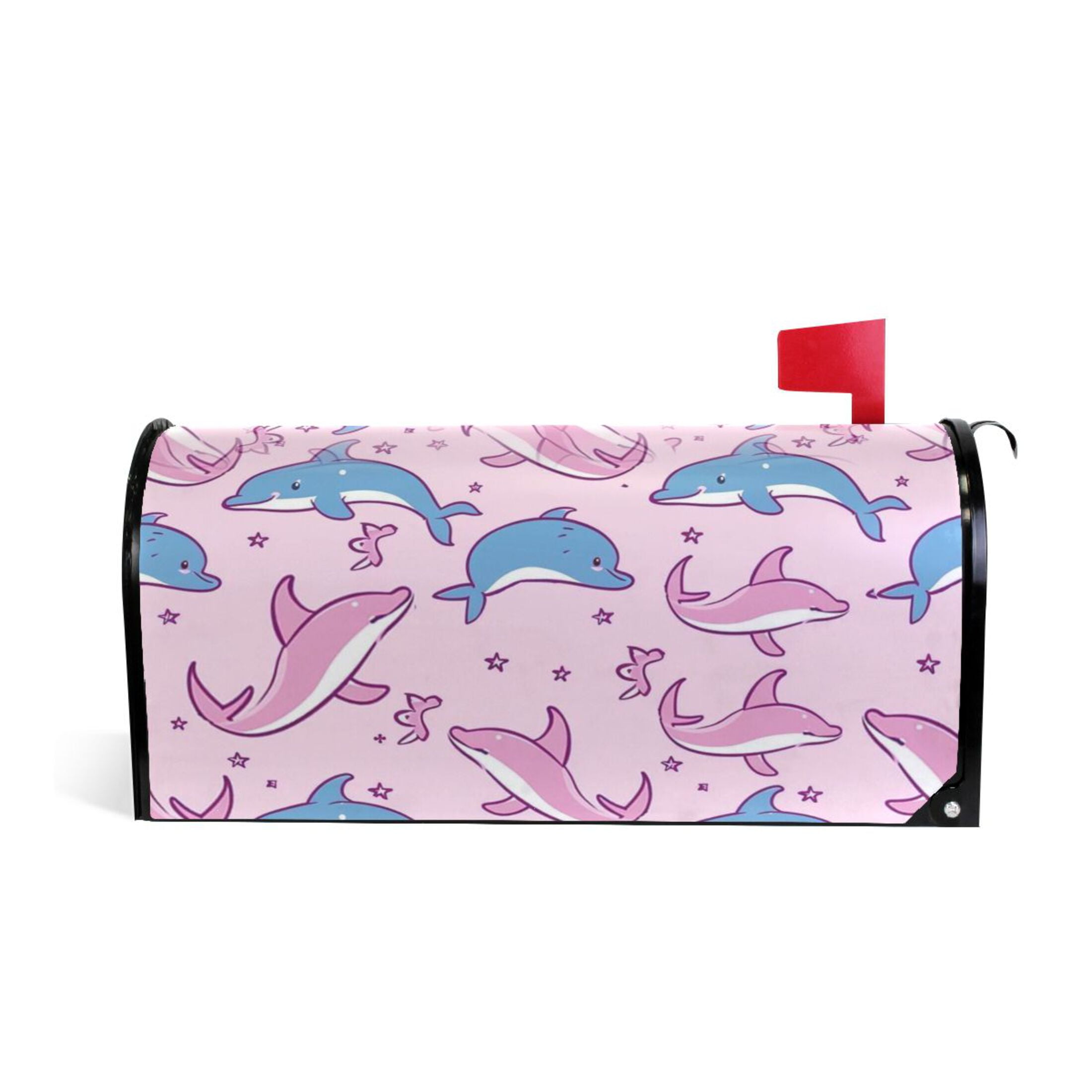 Blue Pink Dolphin Magnetic Mailbox Covers 21" X 18" Post Letter Box ...