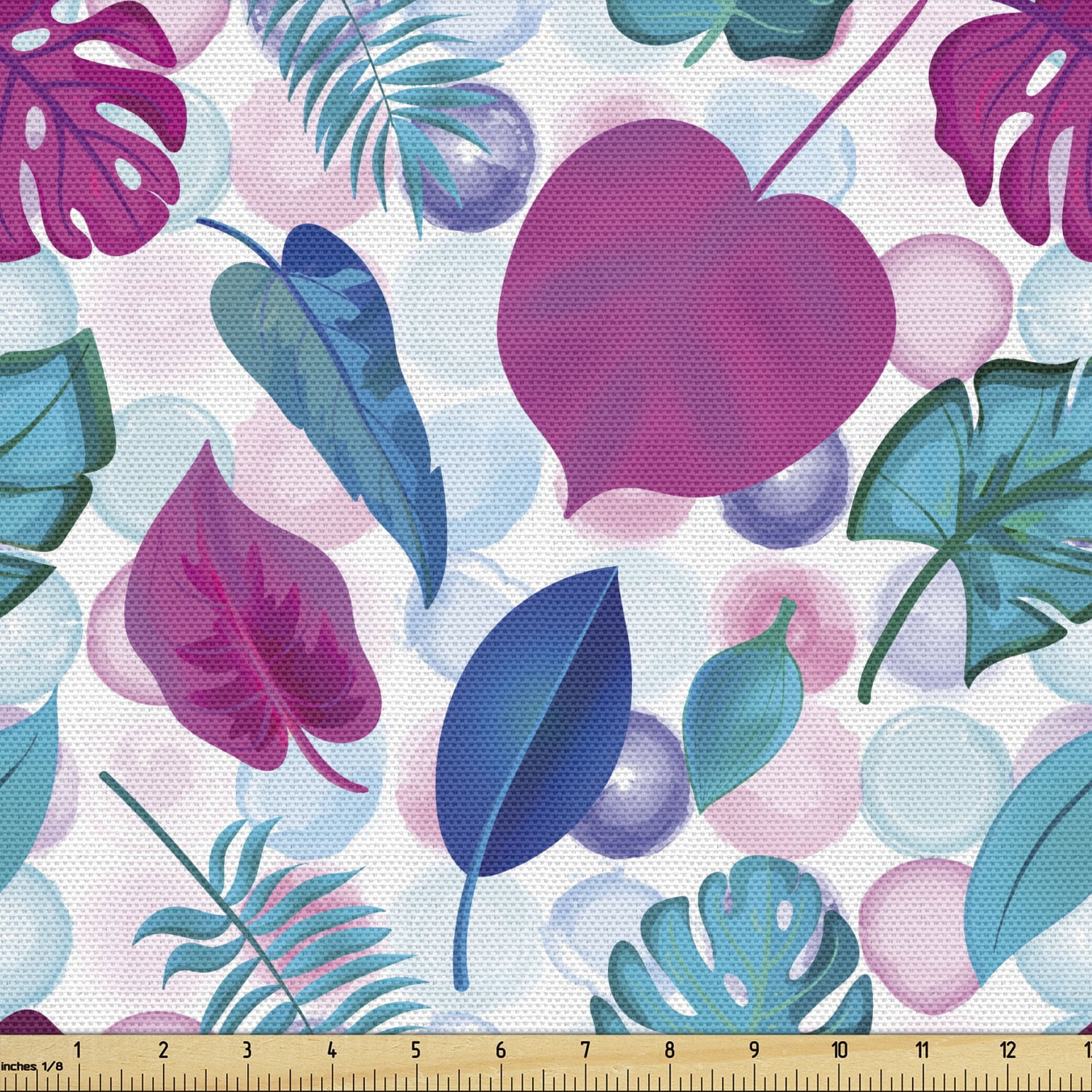 Blue and Pink Fabric by the Yard, Tropical Pattern with Abstract Vivid ...