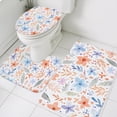 Blue Pink Floral Bathroom Rugs Set Boho Light Blue Pink Flowers Leaf ...