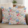 Blue Pink Floral Pillow Covers Set of 2, Retro White Blue Pink Yellow ...