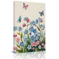 Blue Pink Flower Canvas Wall Art for Living Room, Watercolor Spring ...