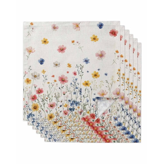 Blue Pink Flower Cloth Napkins Set of 6 Reusable Dinner Napkins ...