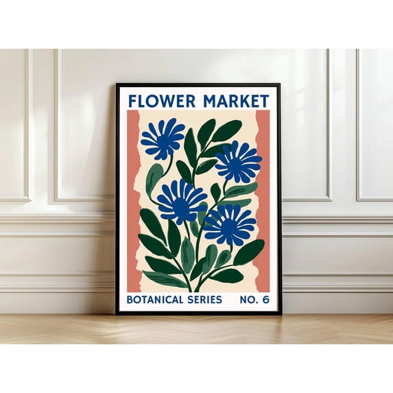 Blue Pink Flower Market Poster, Unframed Paper Poster 24x36in - Walmart.com