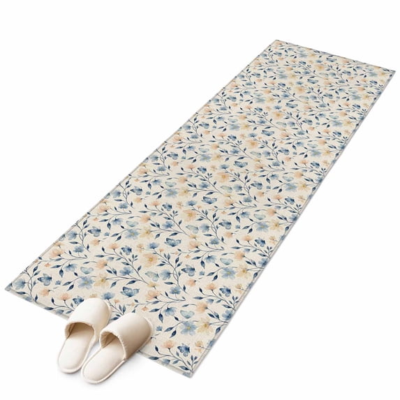 Blue Pink Flowers Area Rugs Collection 2'x6', Spring Floral Elegant ...