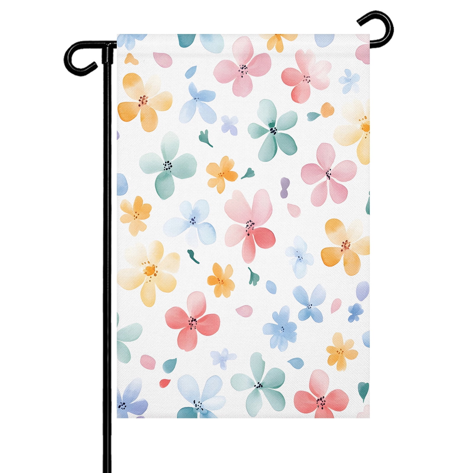 Blue Pink Flowers Garden Flag 12x18 Inch Spring Watercolor Leaves ...