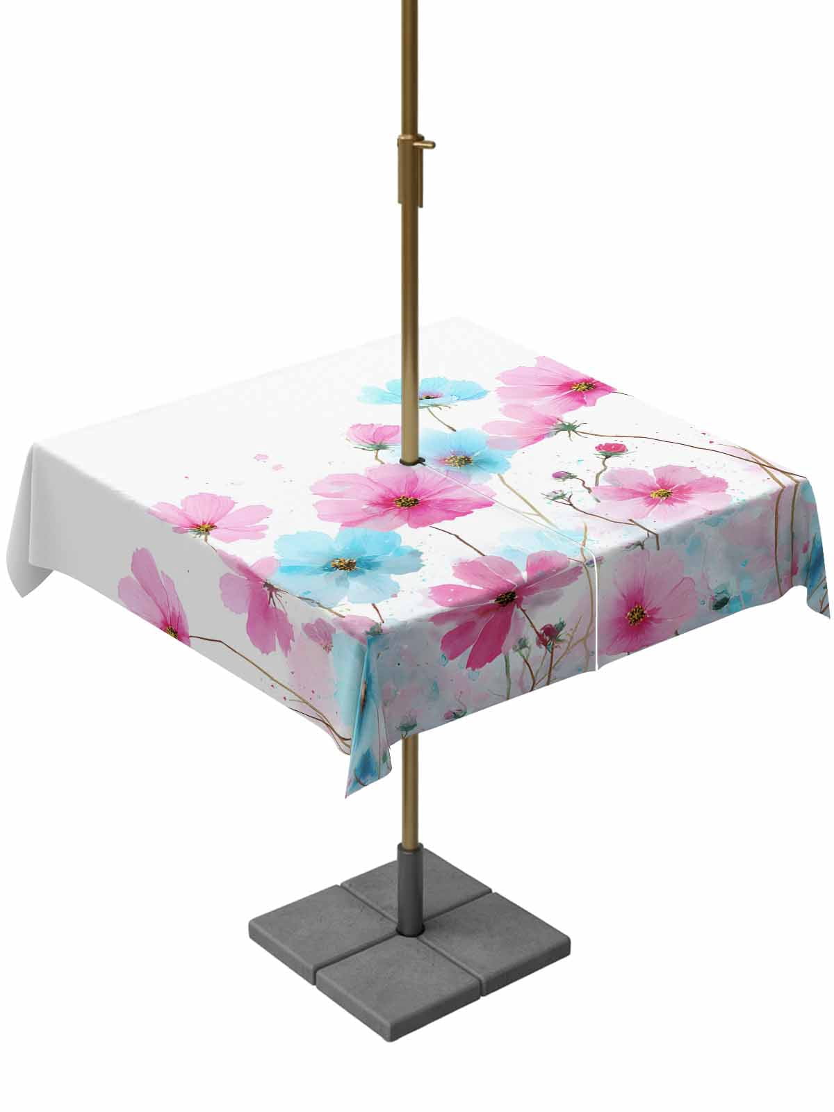 Blue Pink Flowers Table Cloth Rectangle Outdoor Tablecloth, Spring ...