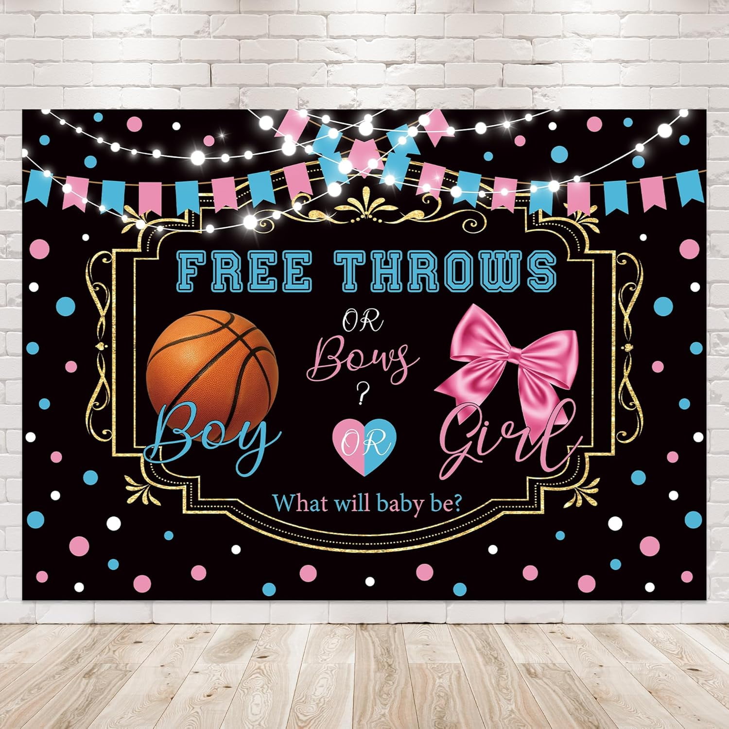 Blue Pink Gender Reveal Backdrop He or She Baby Shower Party ...