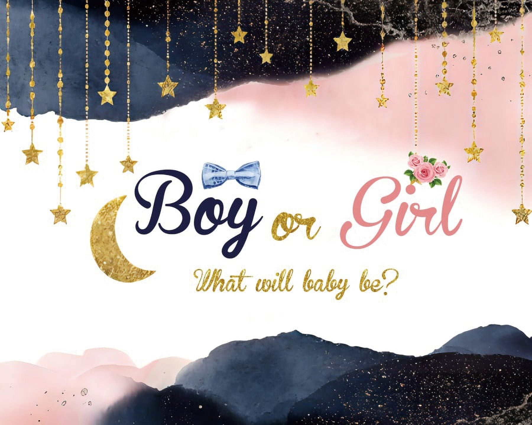 Blue Pink Gender Reveal Backdrop Boy Or Girl Party Decor Glitter Moon ...