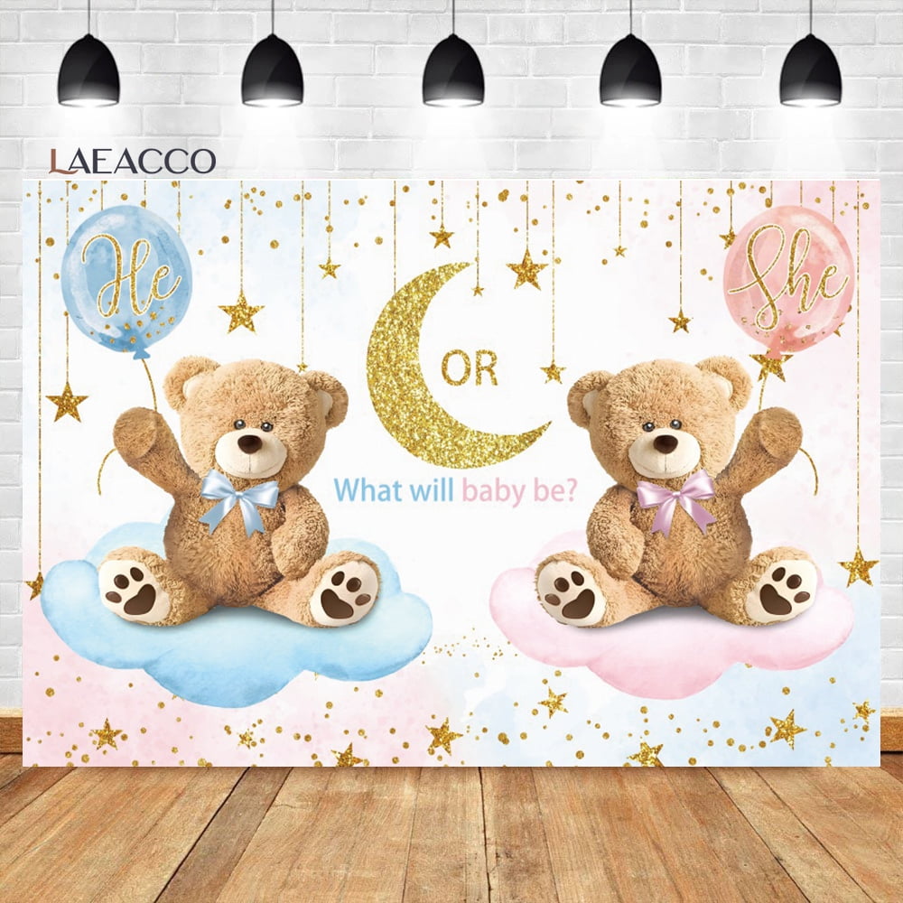 Blue Pink Gender Reveal Backdrop Watercolor Rose Gold Navy Blue He or ...