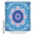 Blue Pink Geometric Bathroom Shower Curtains with 12 Hooks Polyester ...