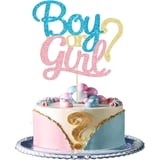Blue & Pink & Gold Glitter Boy or Girl Gender Reveal Cake Topper ...