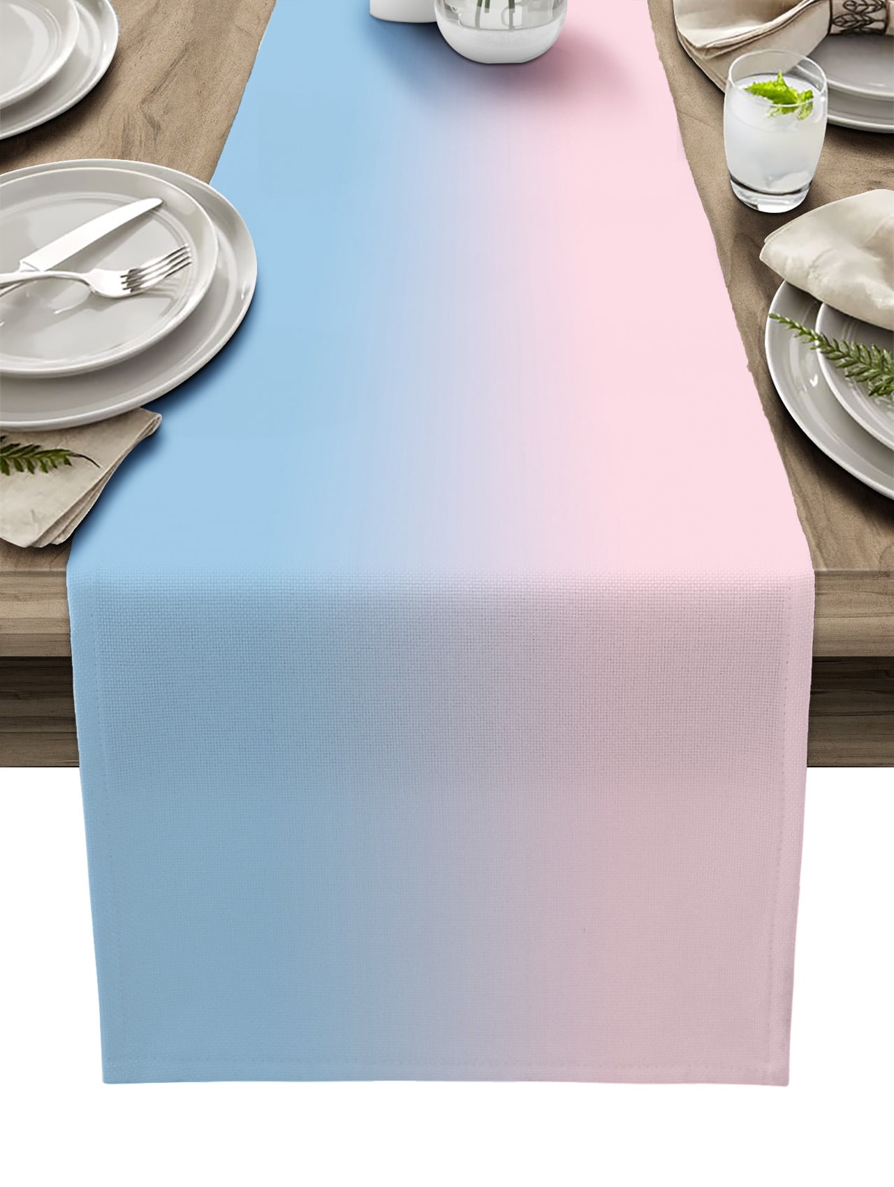 Blue Pink Gradient Table Runner Wedding Holiday Party Dining Table ...