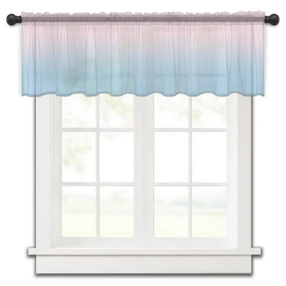 Blue Pink Gradient Tulle Kitchen Small Window Curtain Valance Sheer ...