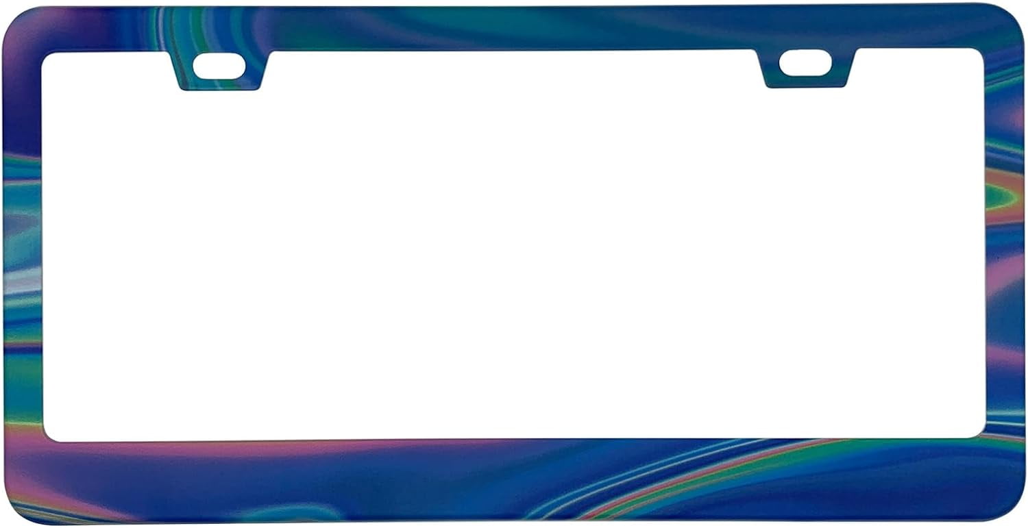 Blue Pink Holographic Texture Decorative License Plate Frame, 2 Holes ...