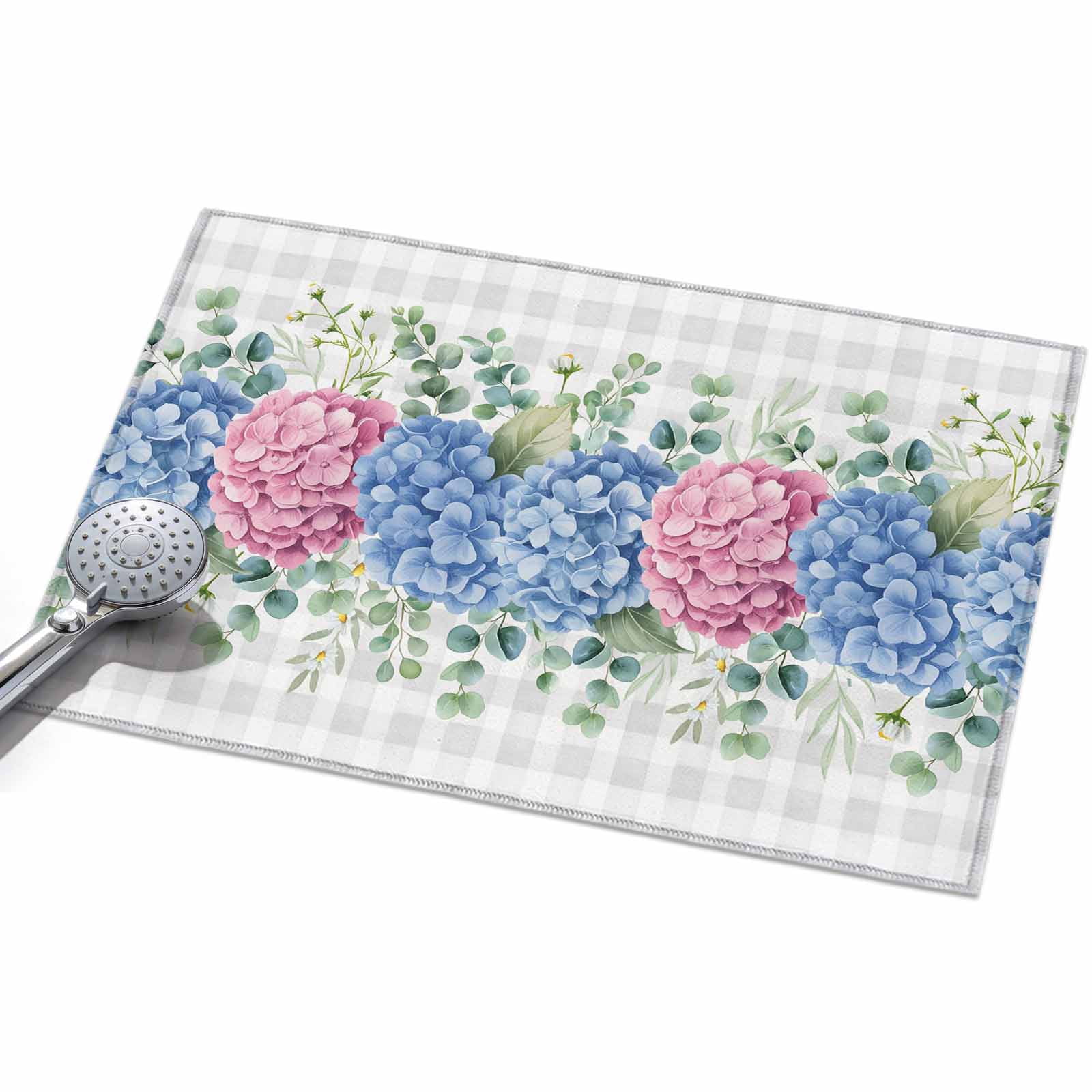 Blue Pink Hydrangea Entryway Rug 2x3ft Washable Non Slip Bathroom Rug ...