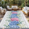 Blue Pink Hydrangea Indoor Outdoor Rugs 4x6 Ft, Spring Floral Leaf ...