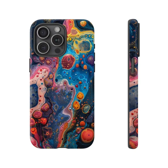 Blue Pink Hydro Dipped Splatter Art Case for iPhone 17 through 11 Pro ...