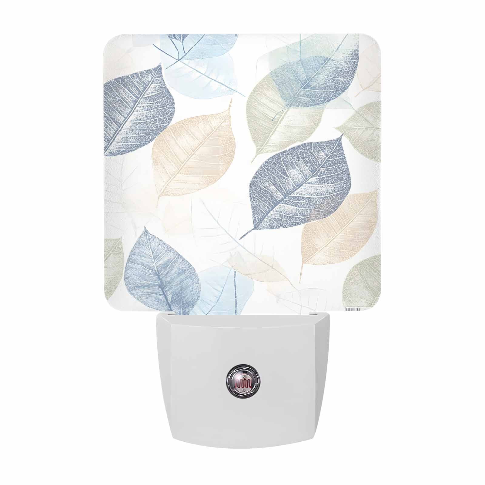 Blue Pink Leaves Plug-in LED Night Lights Simple Style Auto Dusk-to ...