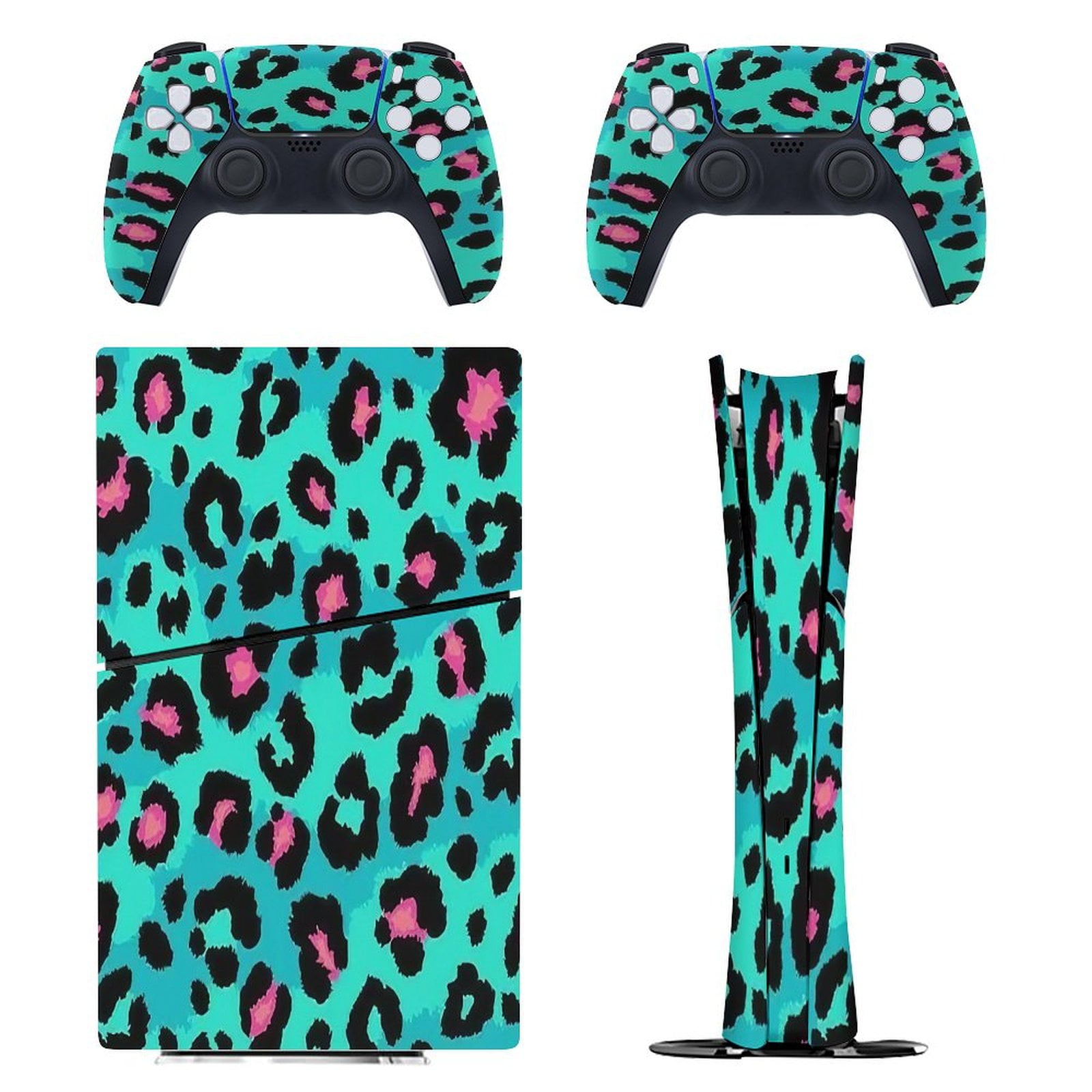 Blue Pink Leopard Skin PS5/PS5 Pro/PS5 Slim Digital Disc Skin Sticker ...