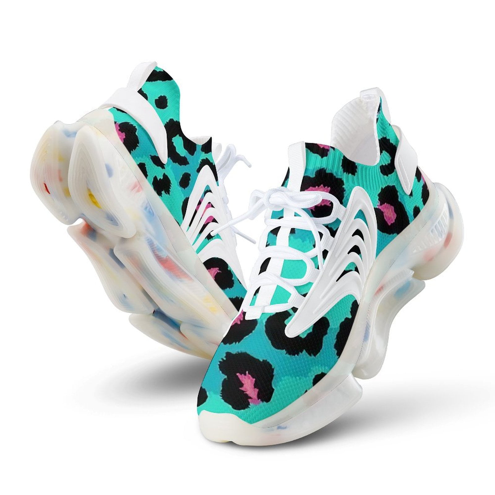 Blue Pink Leopard Skin Walking Shoes for Men Woman Lightweight Tennis ...