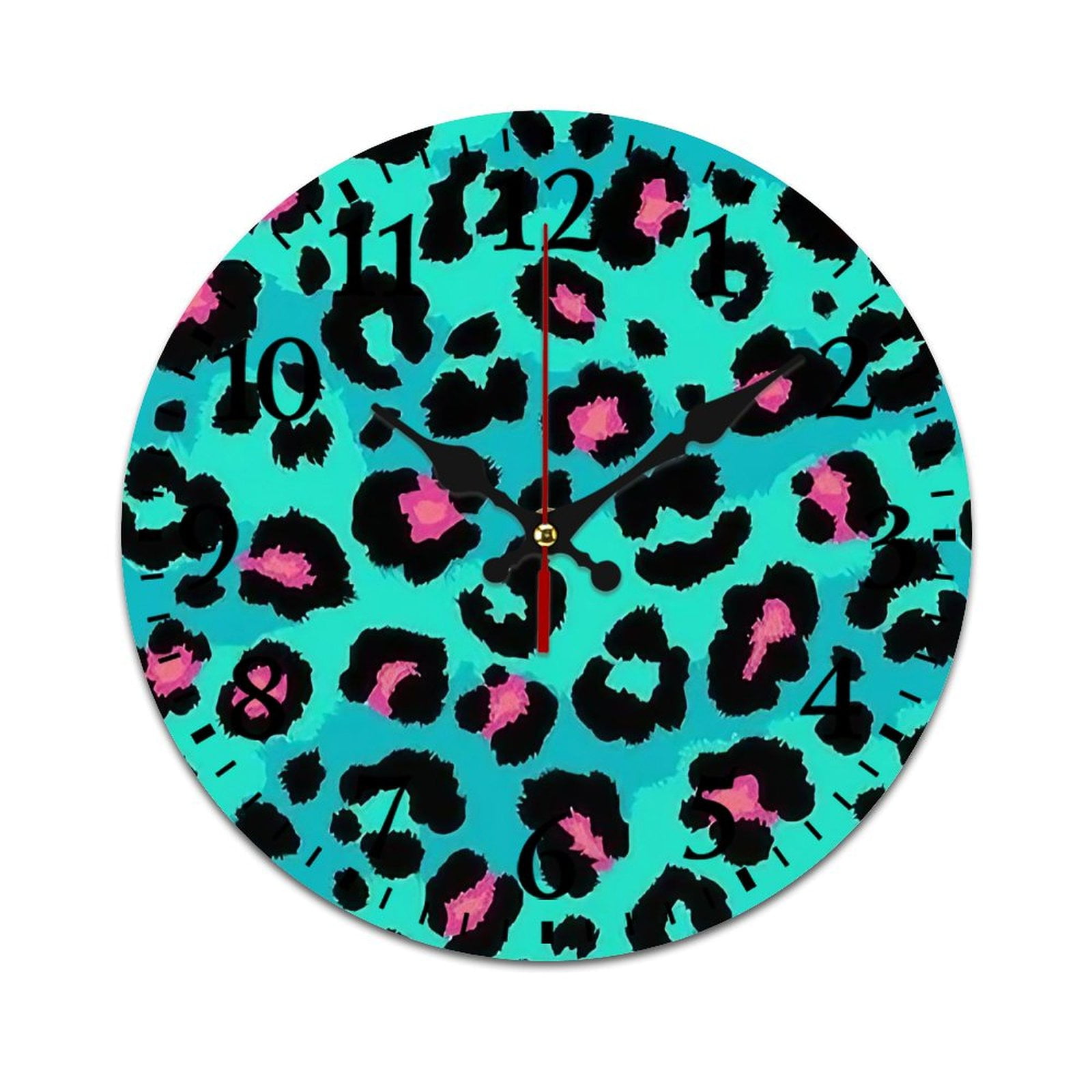 Blue Pink Leopard Skin Wall Clock Modern Design Clocks Wall Hanging ...