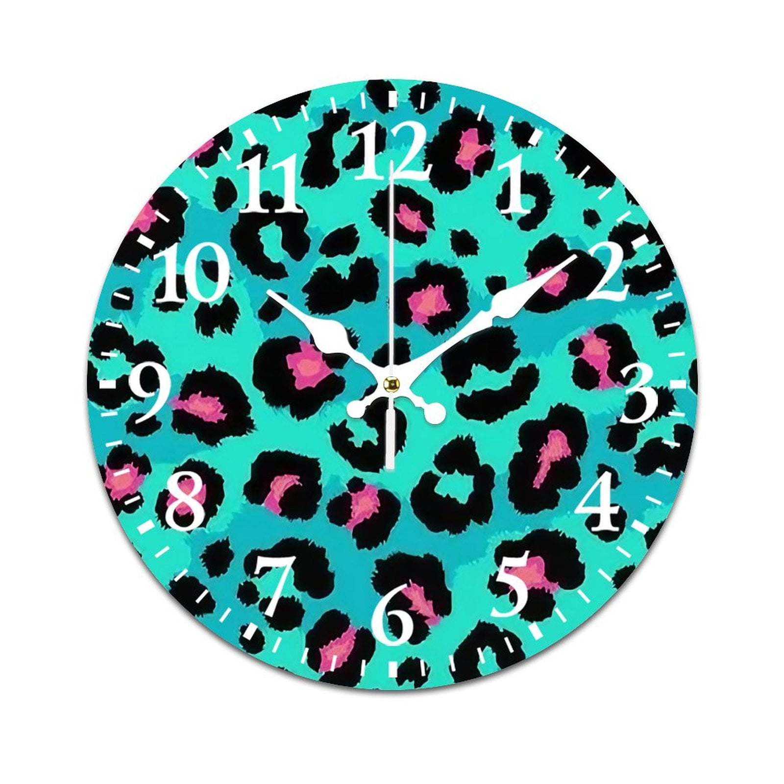 Blue Pink Leopard Skin Wall Clock Modern Design Clocks Wall Hanging ...