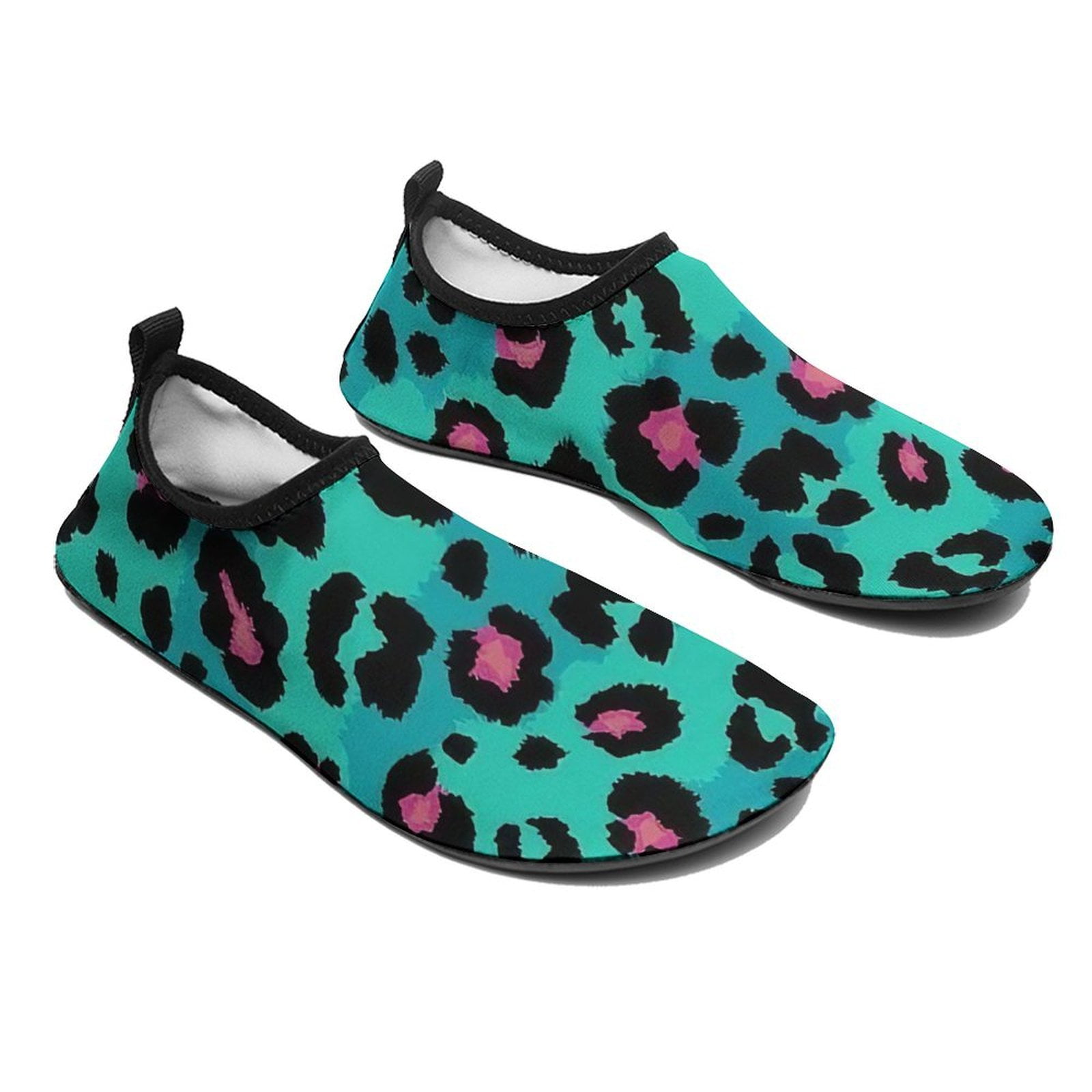 Blue Pink Leopard Skin Water Shoes Beach Slip-on Shoes for Men Women ...