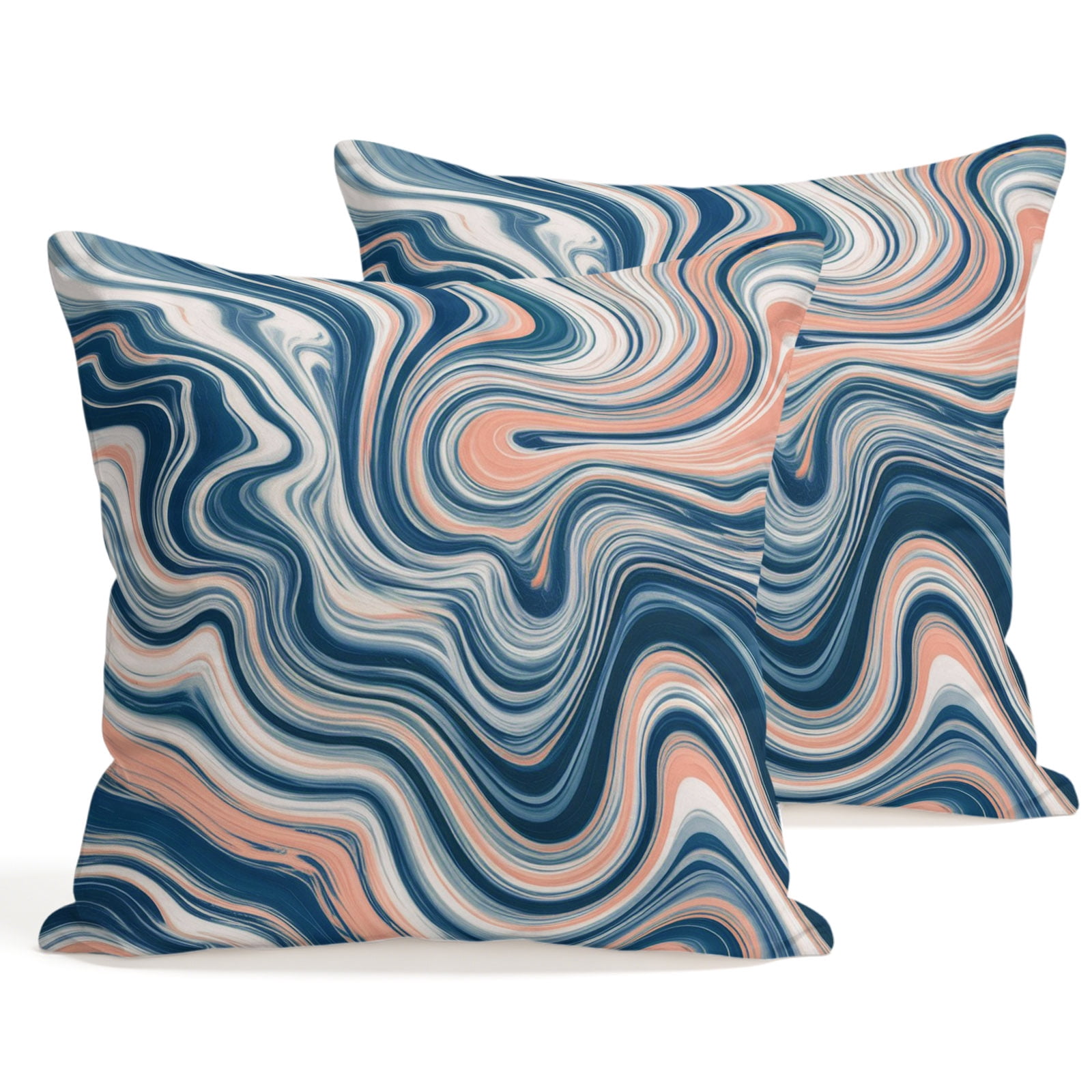 Blue Pink Marble Throw Pillow Covers 20 x 20 Inch Pillow Covers Set of ...