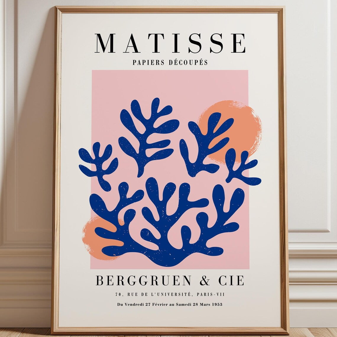 Blue Pink Matisse Print Wall Art - Papiers Decoupes - Large Wall Art ...