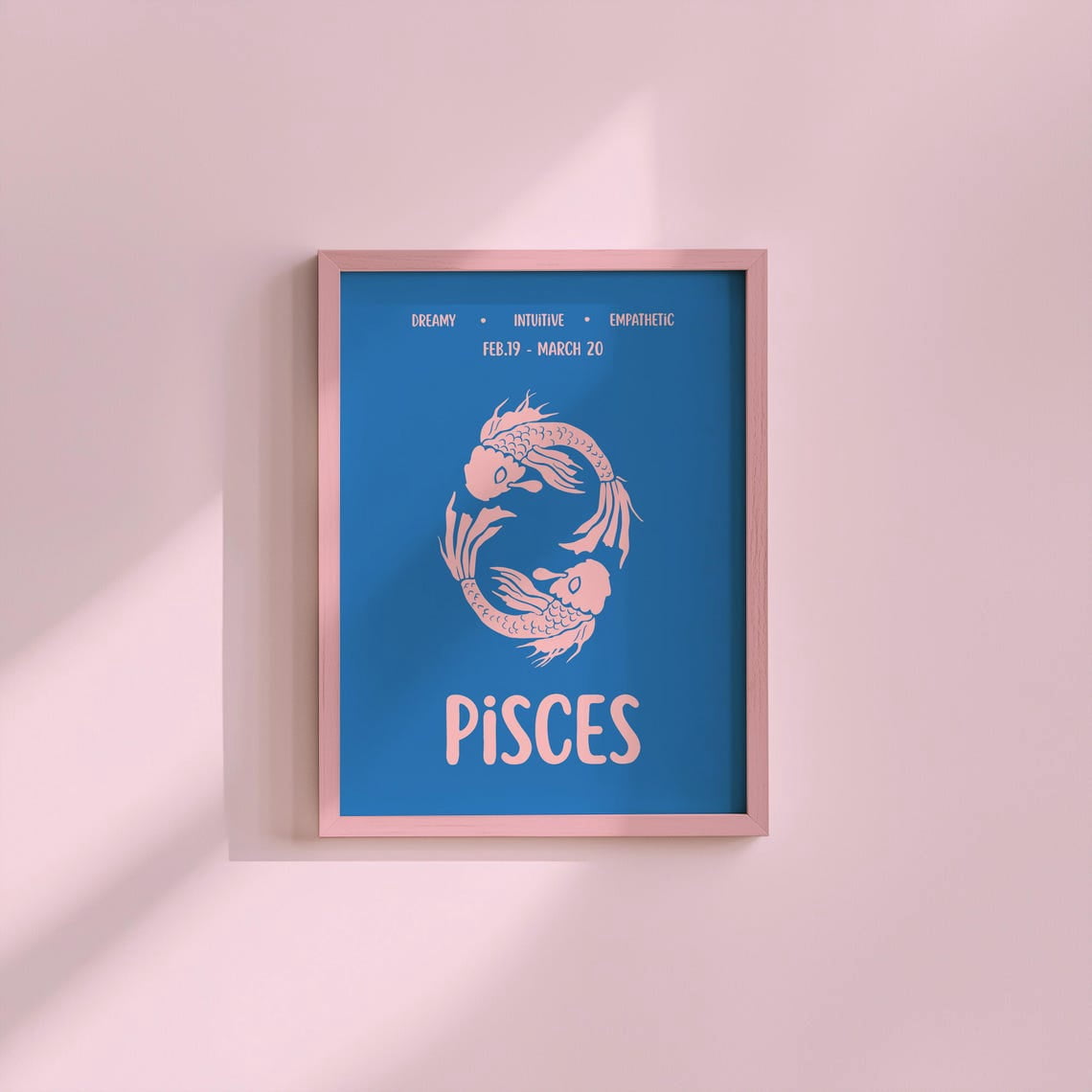 Blue Pink Maximalist Pisces Sign Poster Colorful Zodiac Astrology Art ...
