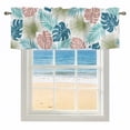 Blue Pink Monstera Leaves Valances for Windows, Rod Pocket Kitchen ...