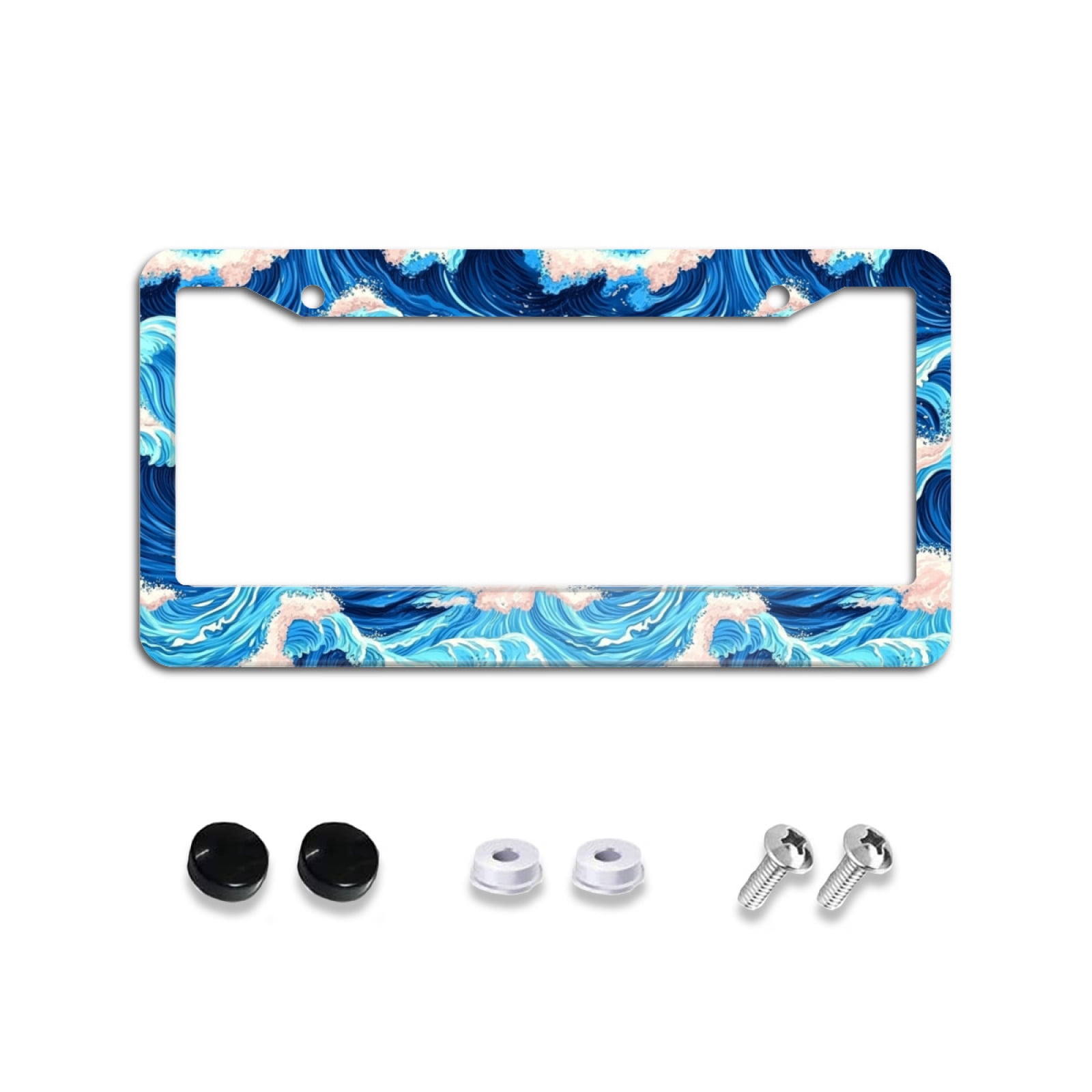 Blue Pink Ocean Wave License Plate Frames for Women Men Car Plate ...