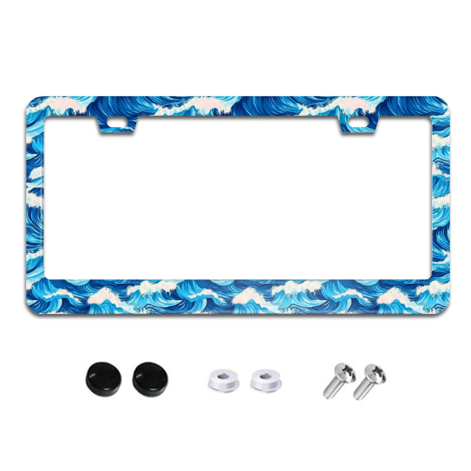 Blue Pink Ocean Wave License Plate Frames for Women Men Car Plate ...