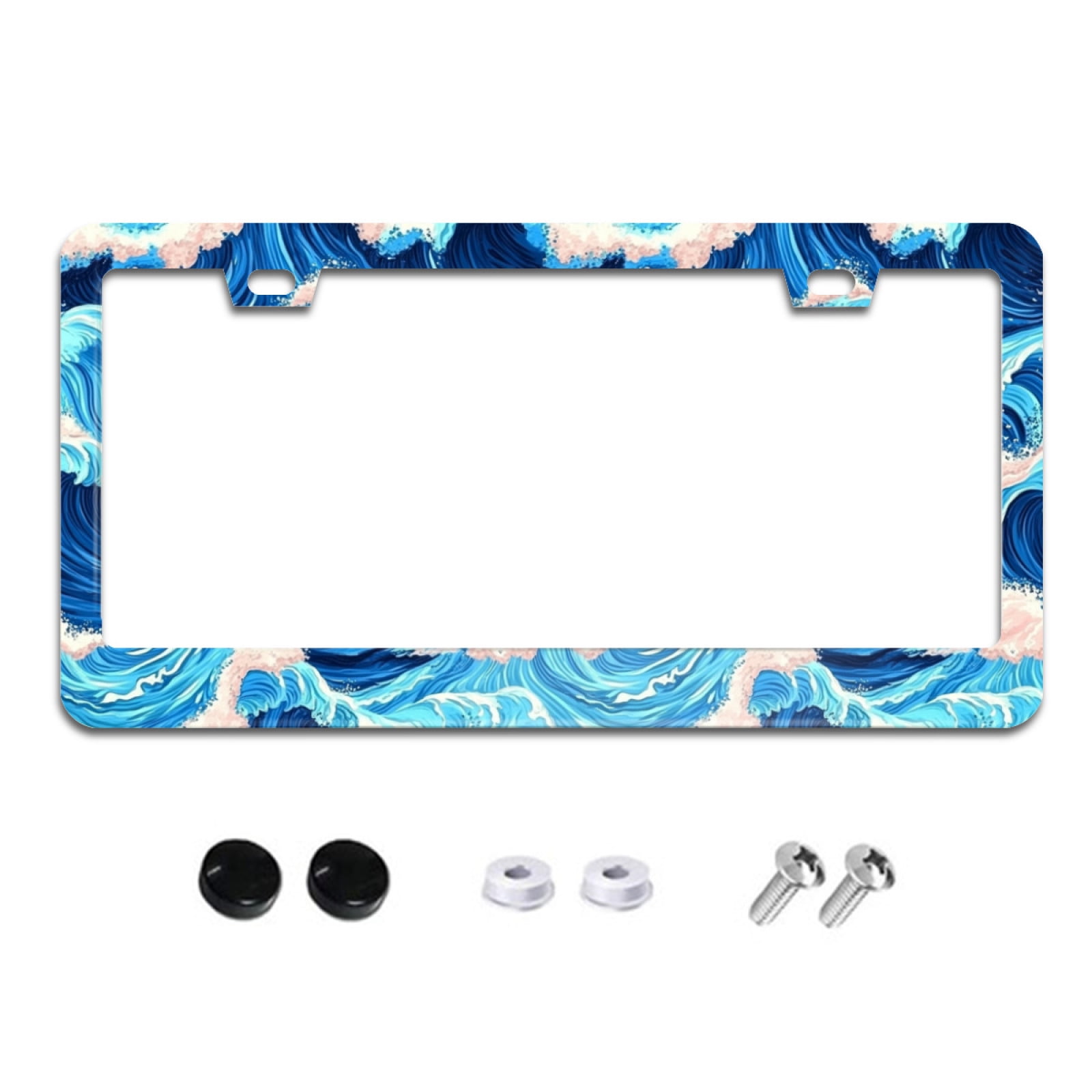 Blue Pink Ocean Wave License Plate Frames for Women Men Car Plate ...