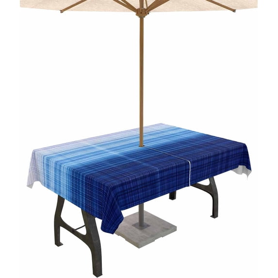 Blue Pink Ombre Outdoor Tablecloth with Umbrella Hole Rectangle ...