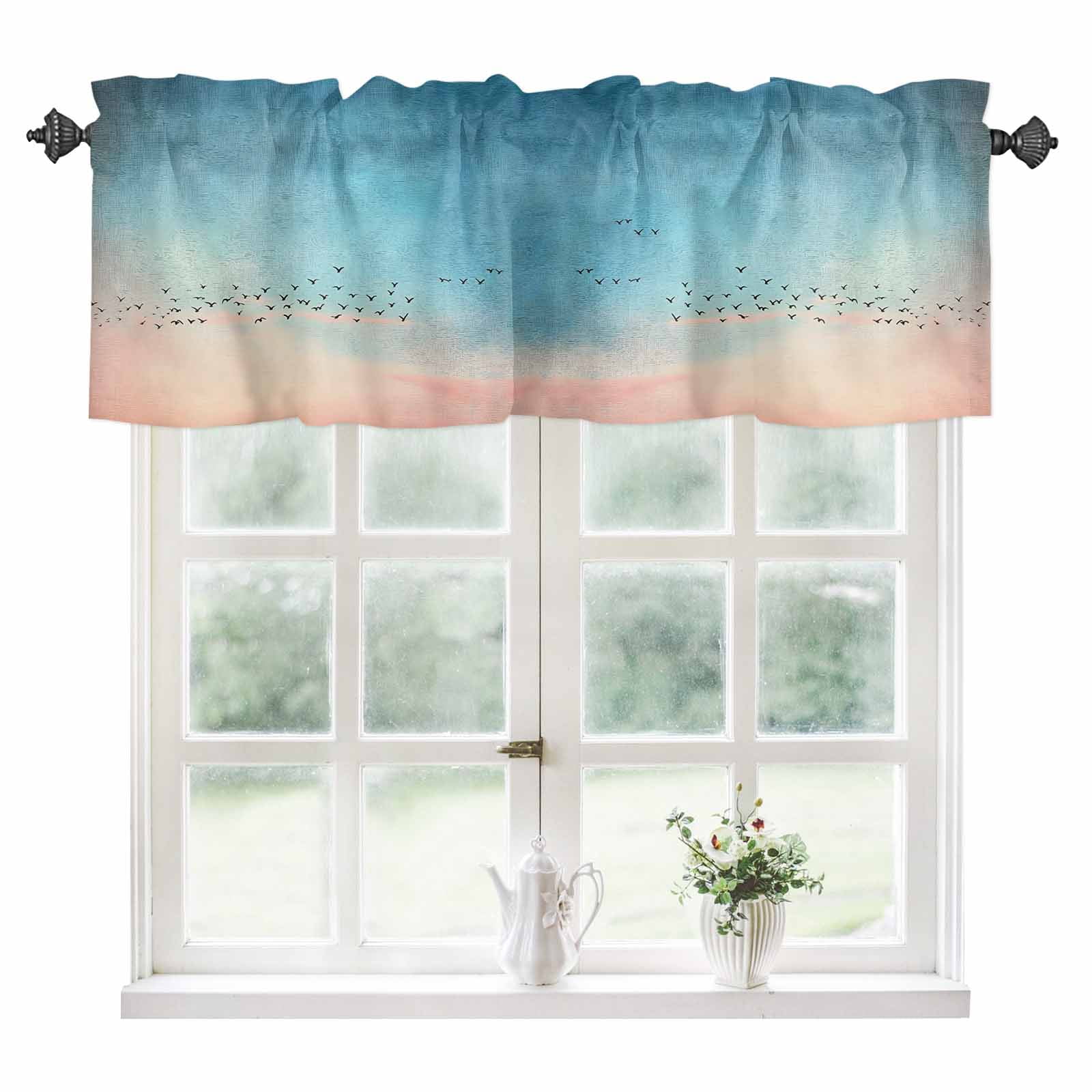 Blue Pink Ombre Sky Kitchen Valances for Windows 42x12 Inch Kitchen ...