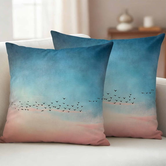 Blue Pink Ombre Sky Outdoor Waterproof Throw Pillow Covers 20x20 Set of ...