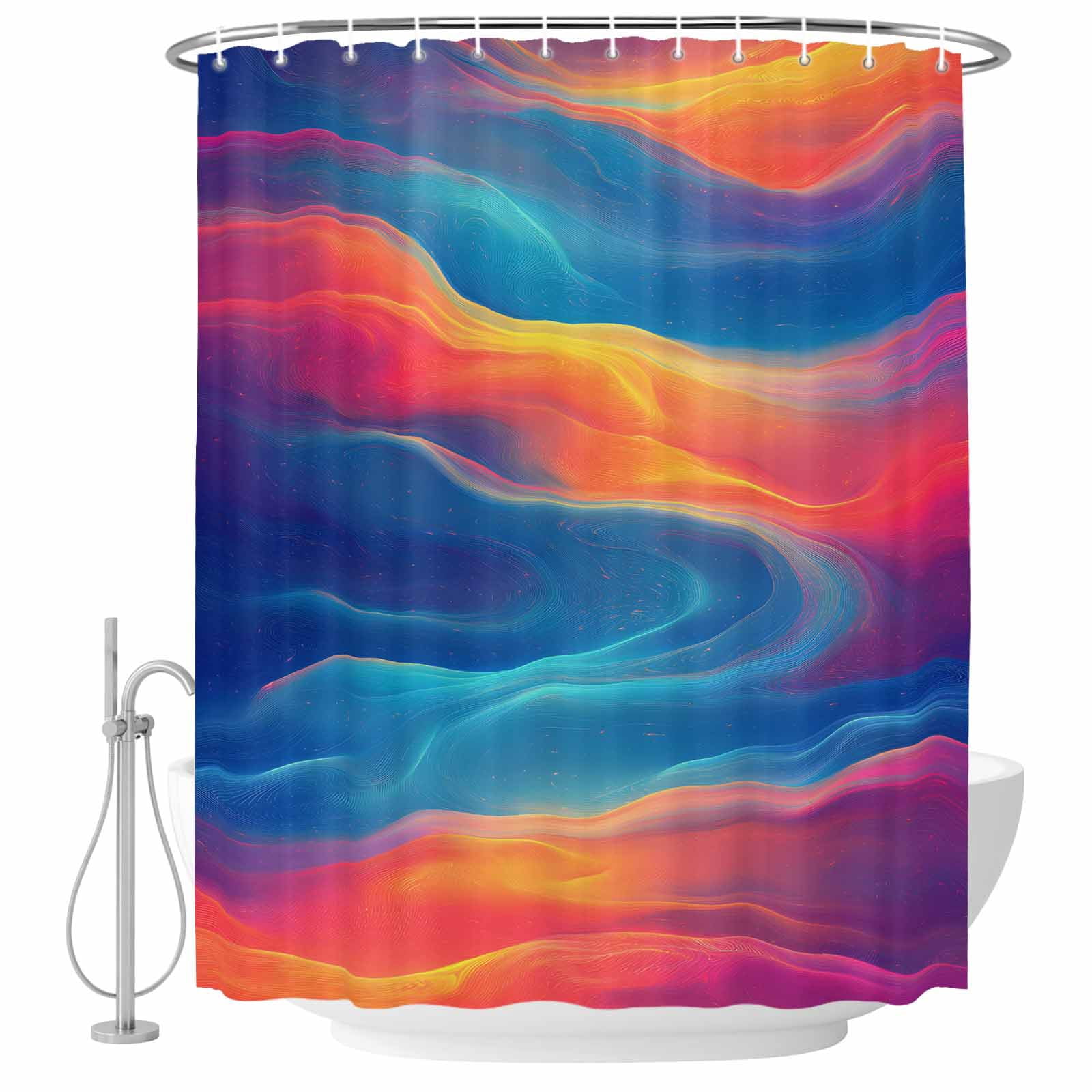 Blue Pink Orange Abstract Shower Curtain Set - Extra Long 72" x 96 ...