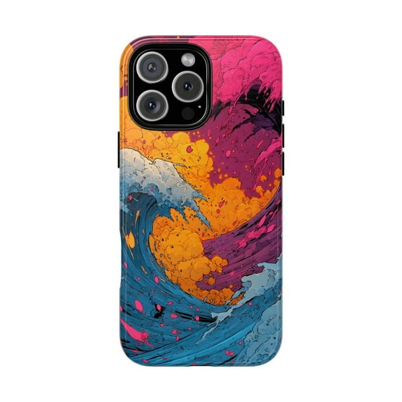 Blue Pink Orange Tidal Waves Abstract Element Flow Case with iPhone 17 ...