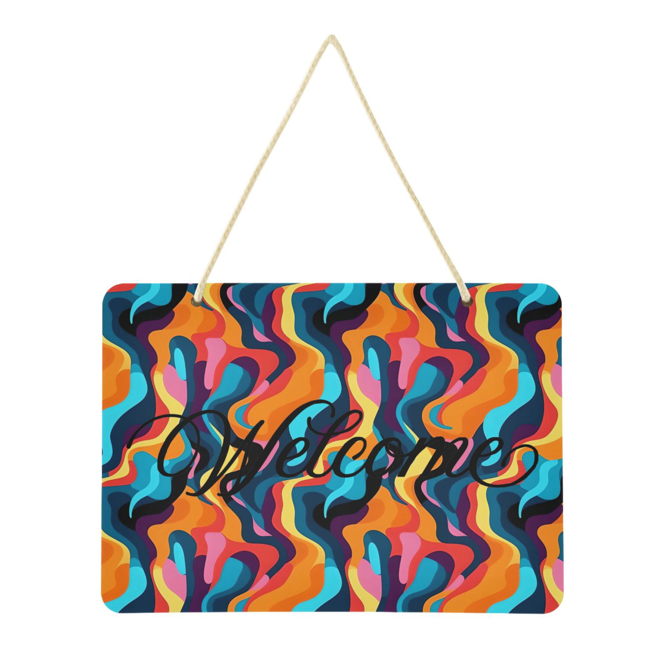 Blue Pink Orange Tie Dye Welcome Sign Front Door PVC 14x10 inch Hanger ...