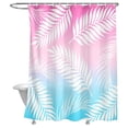 Blue Pink Palm Leaf Shower Curtain, Summer Country Tropical Pastoral ...