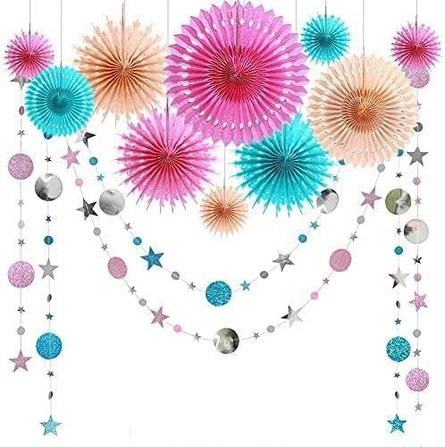 Cheerland Pastel Party Decoration Hanging Tissue Fan Garland Banner ...