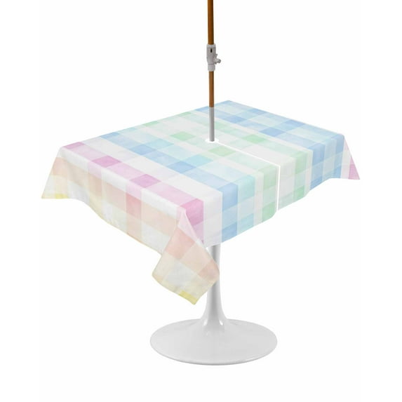 Blue Pink Plaid Rectangle Outdoor Tablecloth, Waterproof Table Cloth ...