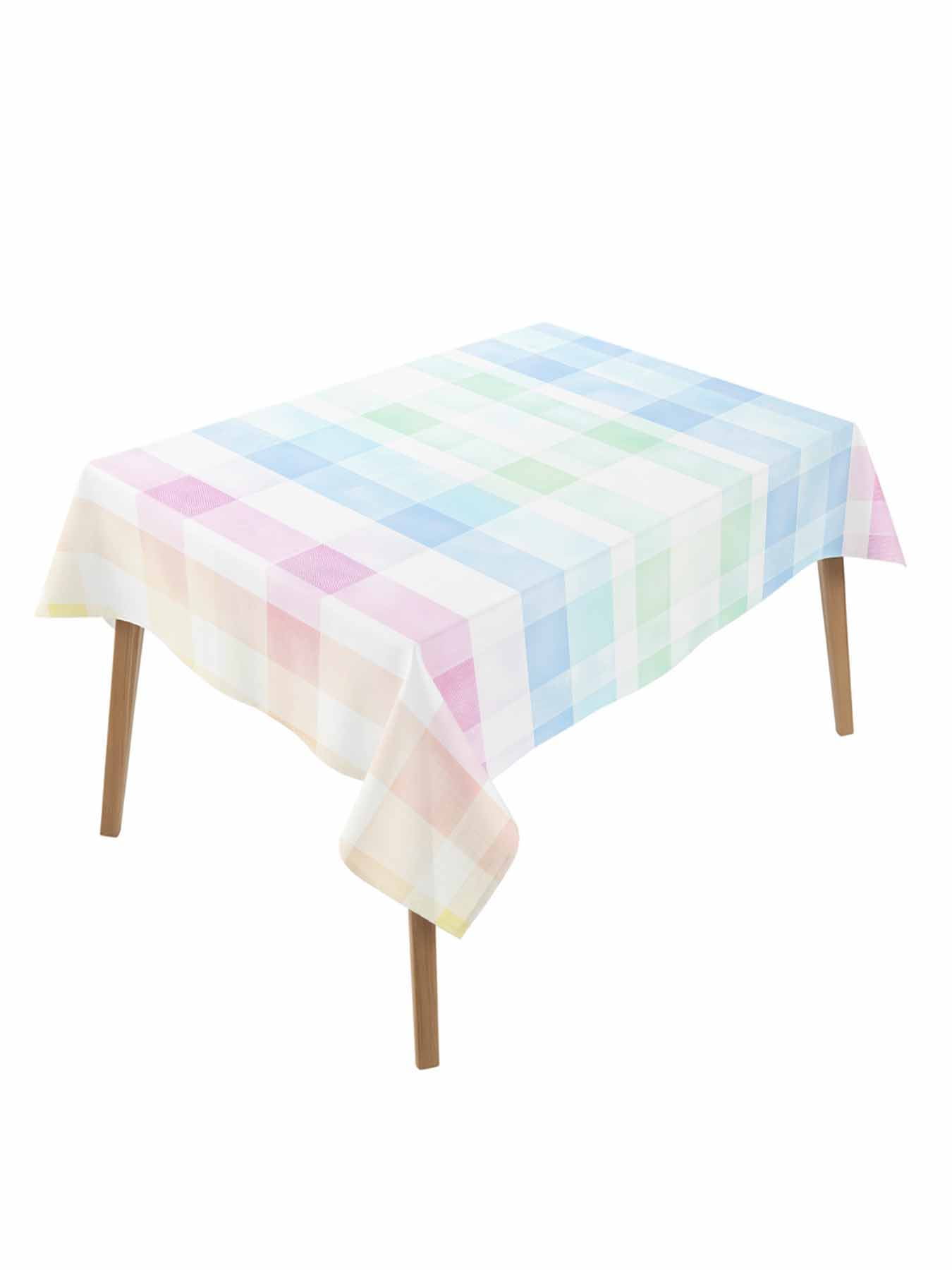 Blue Pink Plaid Table Cloth, Pastel Green White Buffalo Patchwork ...