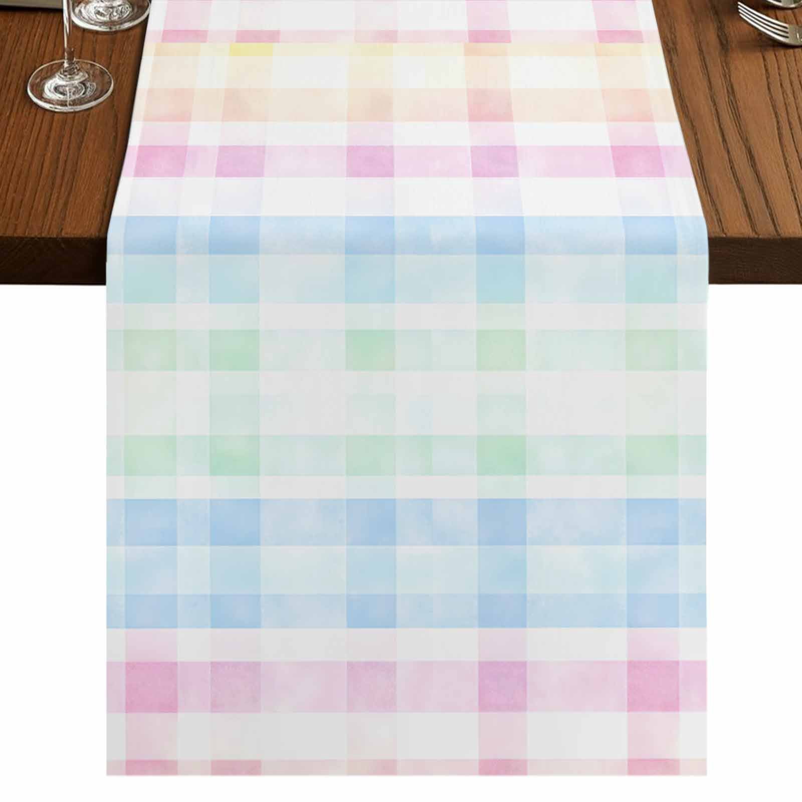 Blue Pink Plaid Table Runner 120 Inches Long,Pastel Green White Buffalo ...
