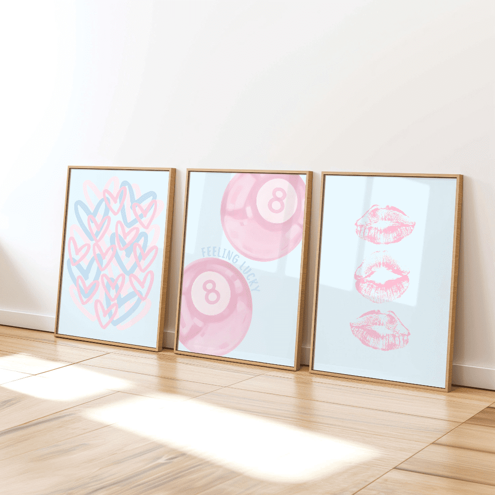 Blue Pink Preppy 8 Ball Heart Girly Poster Prints , Poster Only ...