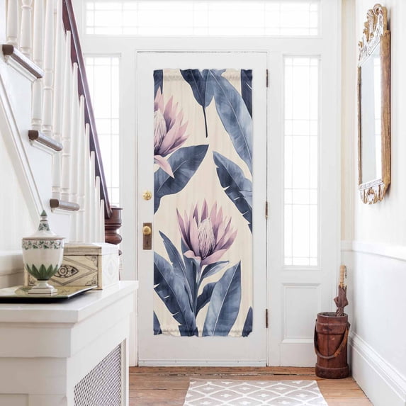 Blue Pink Purple Floral Door Curtains for Door Window, French Sidelight ...