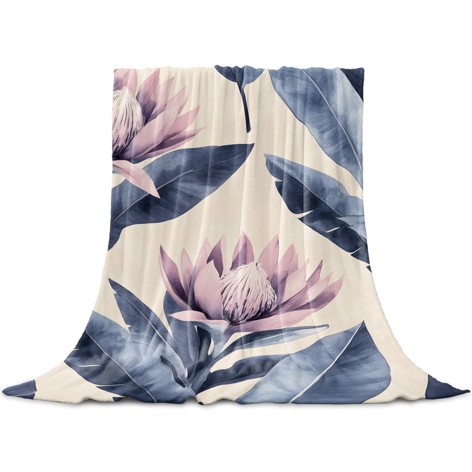 Blue Pink Purple Floral Throw Blanket for Couch,Soft Lightweight ...